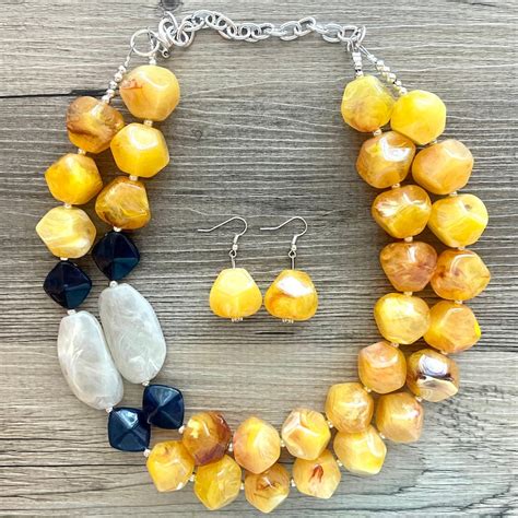 Yellow Bib Necklace Etsy