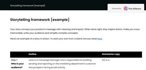 Storytelling Framework Example Storytelling Framework Example