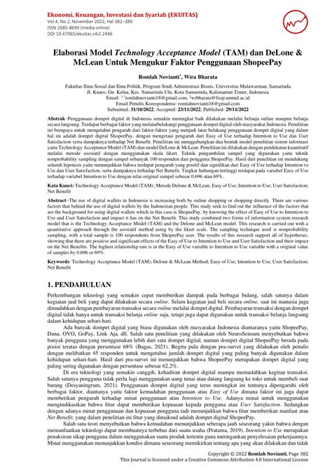 Pdf Elaborasi Model Technology Acceptance Model Tam Dan Delone