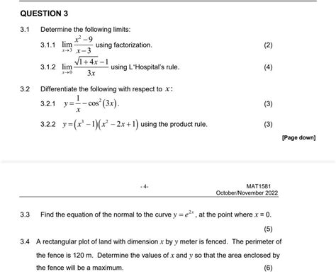 Solved 31 Determine The Following Limits 311