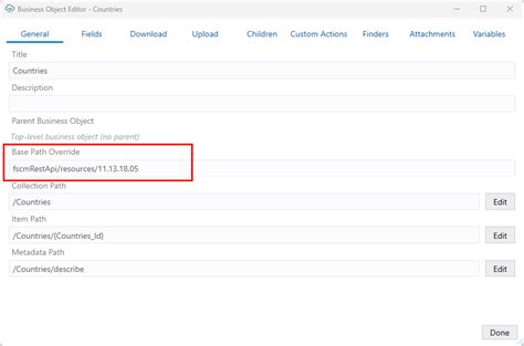 Override A Business Objects Base Path