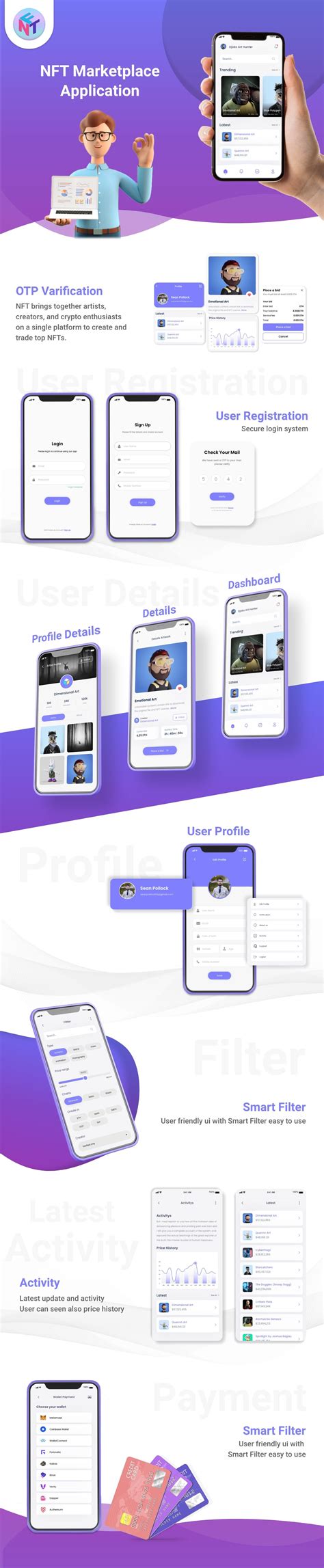 Flutter Nft Market Place Ui Kit 210 Support Codemarket