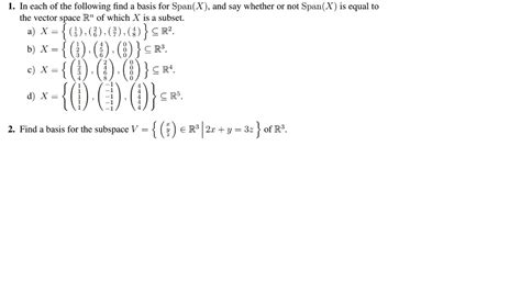 solved in each of the following find a basis for span x
