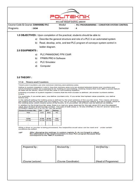 Lab 3 Conveyor System Control Pdf Programmable Logic Controller