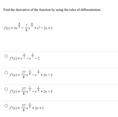 Solved Find The Derivative Of The Function By Using The Chegg Com