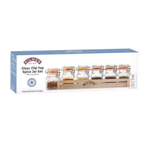 Kilner Glass Clip Top Spice Jar Set Evergreen Healthfoods