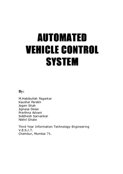 Pdf Automated Automated Vehicle Control Vehicle Control System System By