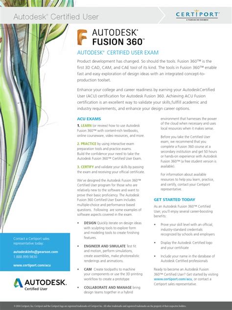 Acu Fusion 360 Datasheet 051217ra Pdf Autodesk 3 D Computer Graphics