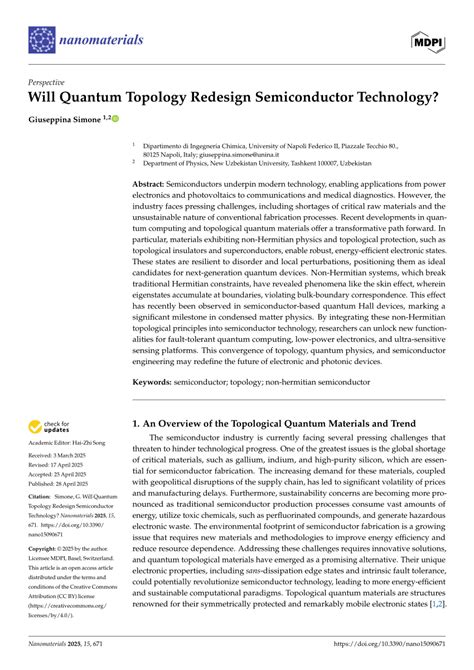 Pdf Will Quantum Topology Redesign Semiconductor Technology