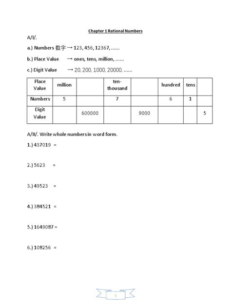 Mathematics Form 1 Chapter 1 Rational Numbers Download Free Pdf Numbers Mathematics