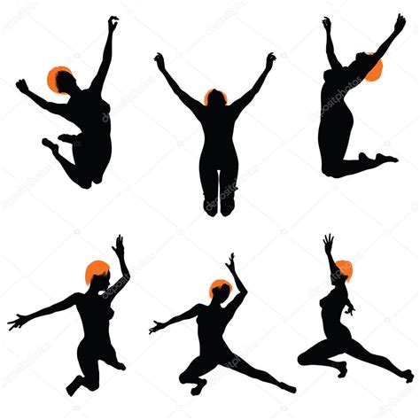 벌 거 벗은 섹시 한 여자 실루엣 세트 스톡 벡터 angelp