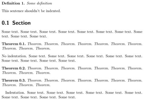 No Indentation After Theorem Environment With Amsthm Tex Latex