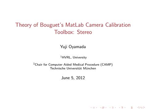 bouguet s matlab camera calibration toolbox for stereo camera ppt