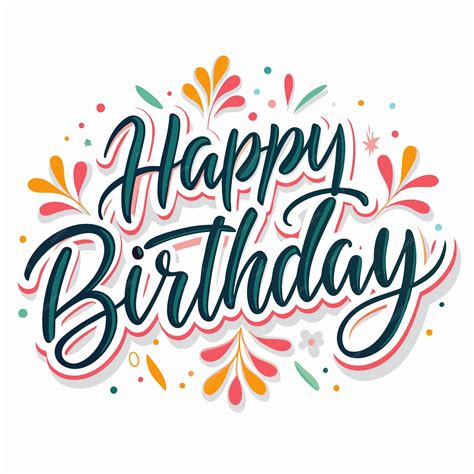 Happy Birthday Calligraphy With Colorful Floral Design Premium Vector