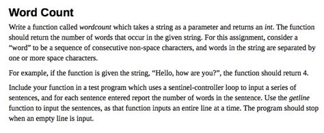 Solved Word Count Write A Function Called Wordcount Which