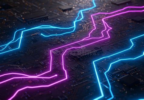 Abstract Circuit Board With Glowing Neon Lines Stock Illustration Illustration Of Science