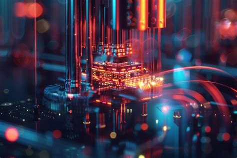 Premium Photo A Computer Chip Is Lit Up In A Cityscape