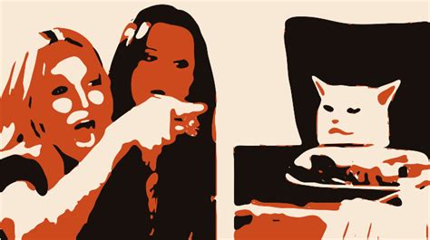 Woman Yelling At A Cat Meme Stencil In Layers