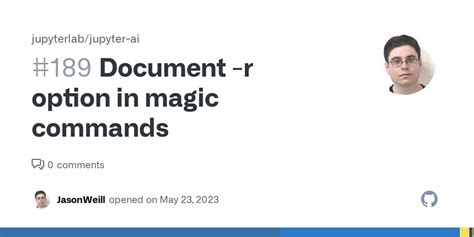 Document R Option In Magic Commands · Issue 189 · Jupyterlabjupyter