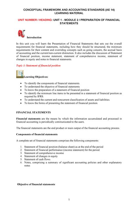 CFAS Unit Module Conceptual Framework And Accounting Standards BS Accountancy Studocu