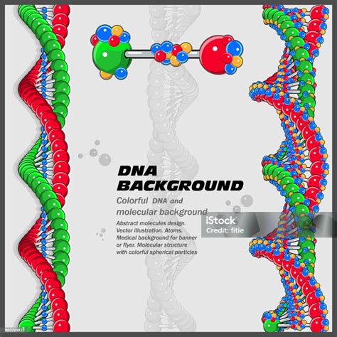 추상 분자 Dna 디자인 벡터 일러스트입니다 원자입니다 배너 또는 고객에 대 한 의료 배경입니다 다채로운 둥근 입자와 분자 Dna 3차원 형태에 대한 스톡 벡터 아트 및