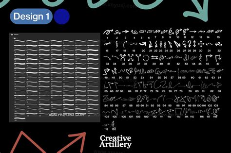 335款箭头符号手绘涂鸦ps印章笔刷png元素套装arrows Brush 安鱼设计资源丨优质平面设计资源共享站