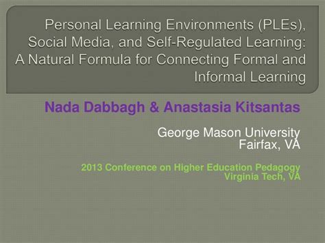 Personal Learning Environments Ples Personal Learning Environment Personalized Learning