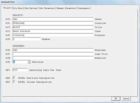 Input Dialog Box Of The Project And Parameters Download Scientific Diagram