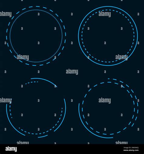 Round Frames With Dash Science Fiction Elements For The Gui Ui Interface Stock Vector Image
