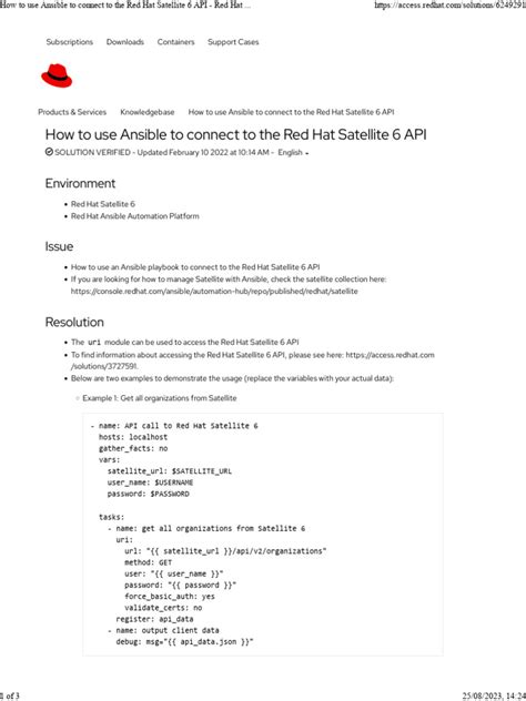 How To Use Ansible To Connect To The Red Hat Satellite 6 Api Red Hat