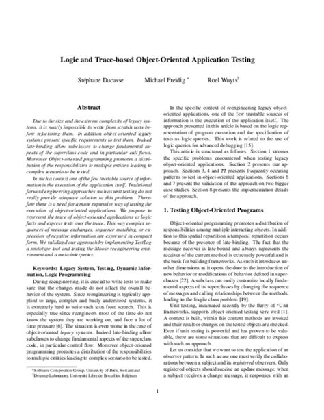 Pdf Logic And Trace Based Object Oriented Application Testing