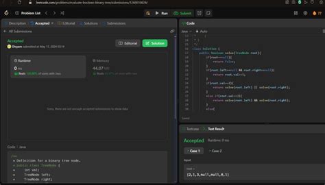 Resolved Boolean Tree Problem On Leetcode Divyam Bajal Posted On The Topic Linkedin