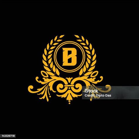 편지 B 우아한 골드 컬러 메탈 크롬 알파벳 글꼴 타이포그래피 클래식 스타일의 황금 글꼴 로고 포스터 초대장에 대한 설정 벡터 일러스트 레이 션 0명에 대한 스톡 벡터 아트