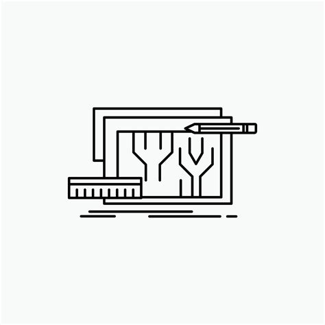 Architecture Blueprint Circuit Design Engineering Line Icon Vector