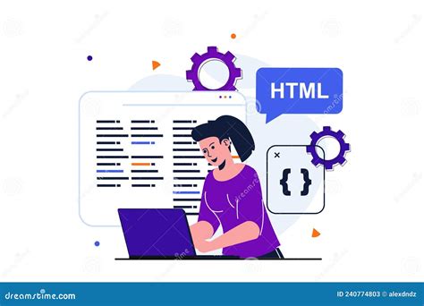 Programmer Working Modern Flat Concept For Web Banner Design Stock