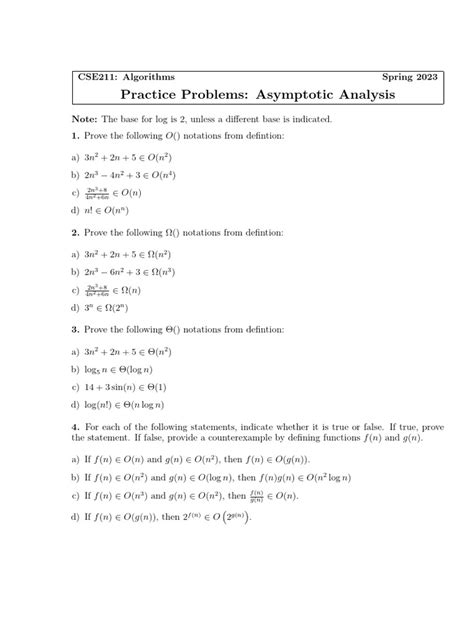 Asymptotic Problems Pdf Mathematical Analysis Computer Science