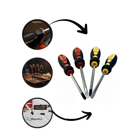 Kit Jogo De Chave Fenda E Philips Com 4 Peças Qualidade Premium Uso