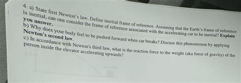 solved a ﻿state first newton s law define inertial frame