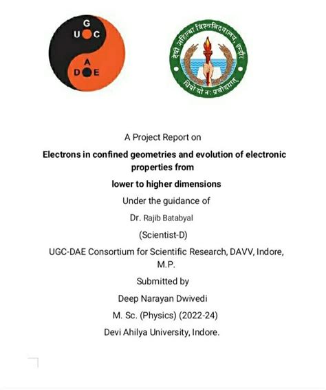 Deep Narayan Dwivedi On Linkedin Finally I Completed My Project Work From Ugc Dae Consortium