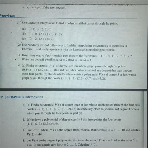 Solved Use Lagrange Interpolation To Find A Polynomial That Chegg
