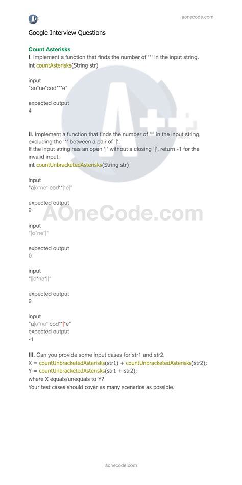 Google Interview Questions AOneCode
