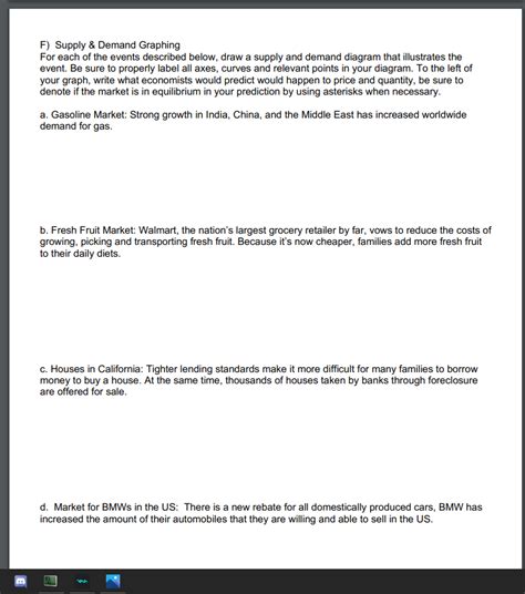 solved f supply and demand graphing for each of the events