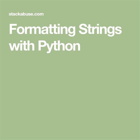 Formatting Strings With Python Basic Computer Programming Python