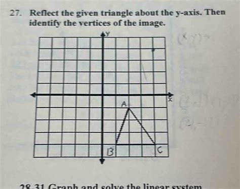 solved reflect the given triangle about the y axis then identify the