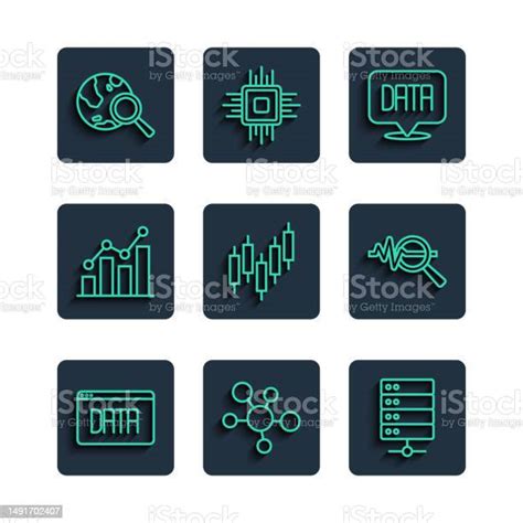 Set Line Data Analysis Mind Map Infographic Server Browser With Stocks