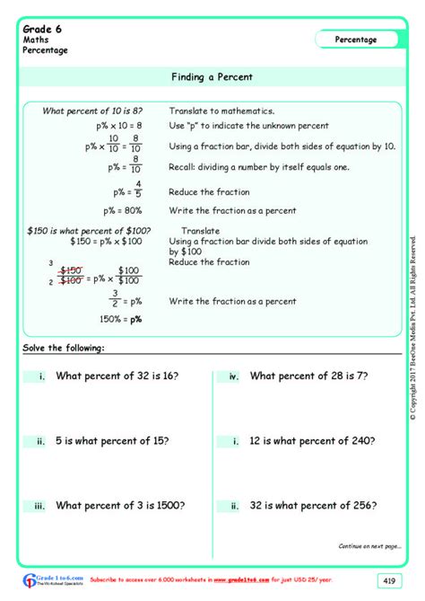 Maths Worksheet For Class 6 With Answers