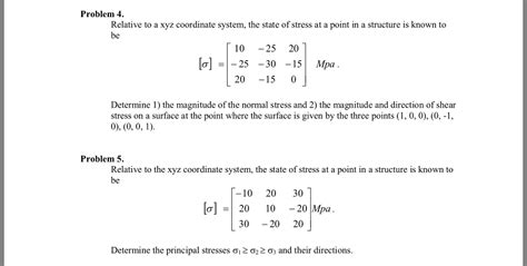 solved problem 4 relative to a xyz coordinate system the