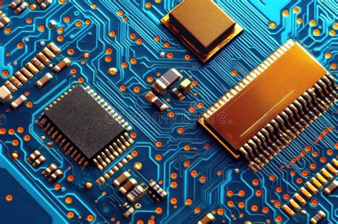 Close Up Of A Circuit Board With Components Stock Illustration