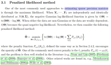 Estimating Sparse Precision Matrices Penalised Likelihood Method