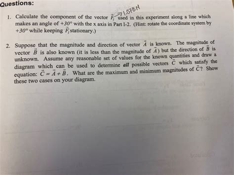 Solved Questions Calculate The Component Of The Vector F Chegg